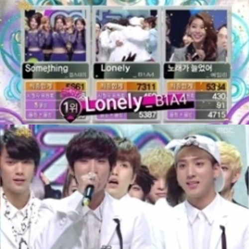 음악중심 B1A4 '론리(Lonely)'로 1위 등극 '감격'